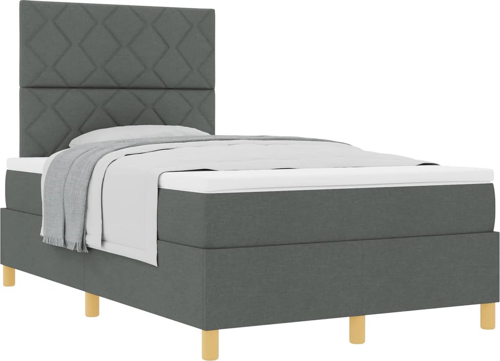 Postel s boxspringem s čelo Tmavě šedá 120 x 200 cm textil 3339687