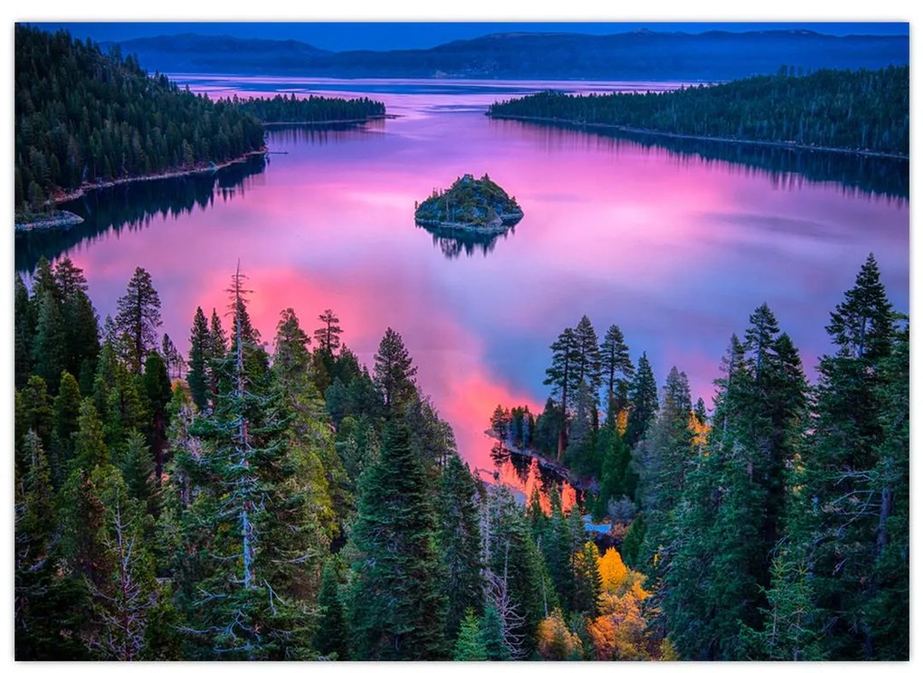 Skleněný obraz - Jezero Tahoe, Sierra Nevada, Kalifornie, USA (70x50 cm)