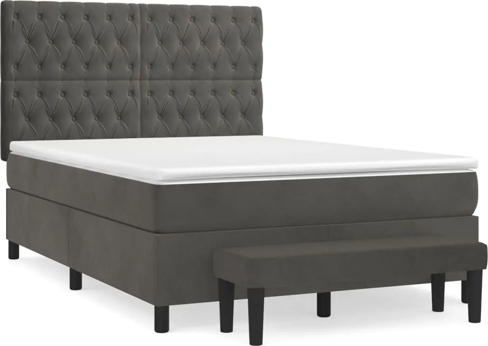 Box spring postel s matrací tmavě šedá 140x200 cm samet 3138026