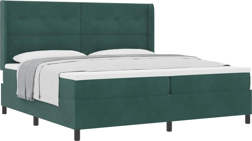 Postel s boxspringem s čelo Tmavě zelená 200 x 200 cm samet 3342029