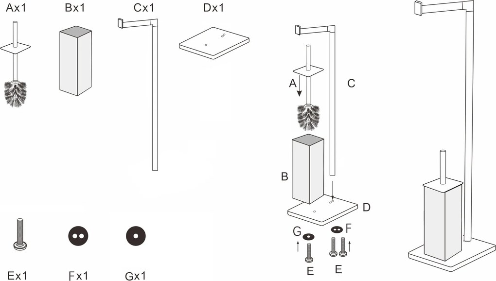 Stojan na toaletní papír s WC štětkou BALVO