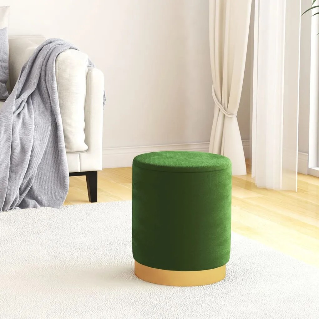 Kulatá stolička s úložným prostorem zelená samet 31 x 37 cm 340283