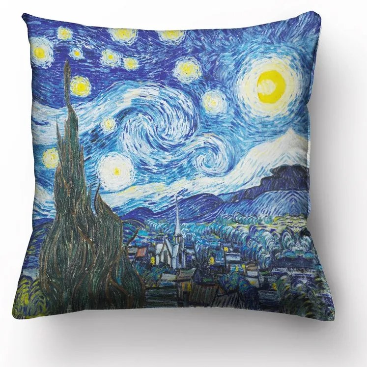 Lenbutik Povlak na polštář 45x45 cm Vincent Van Gogh Hvezdná noc /Starry night