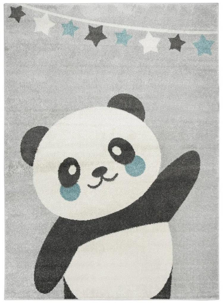 Dětský kusový koberec Emily Kids 5864A Míša Panda Béžový Modrý Rozměr: 140x190 cm