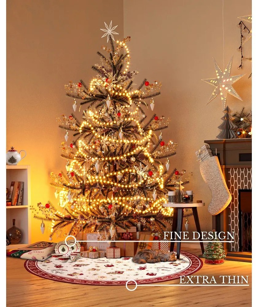 Červený kulatý koberec s vánočním motivem s příměsí bavlny ø 200 cm Toy's Delight Red Christmas – Villeroy&amp;Boch