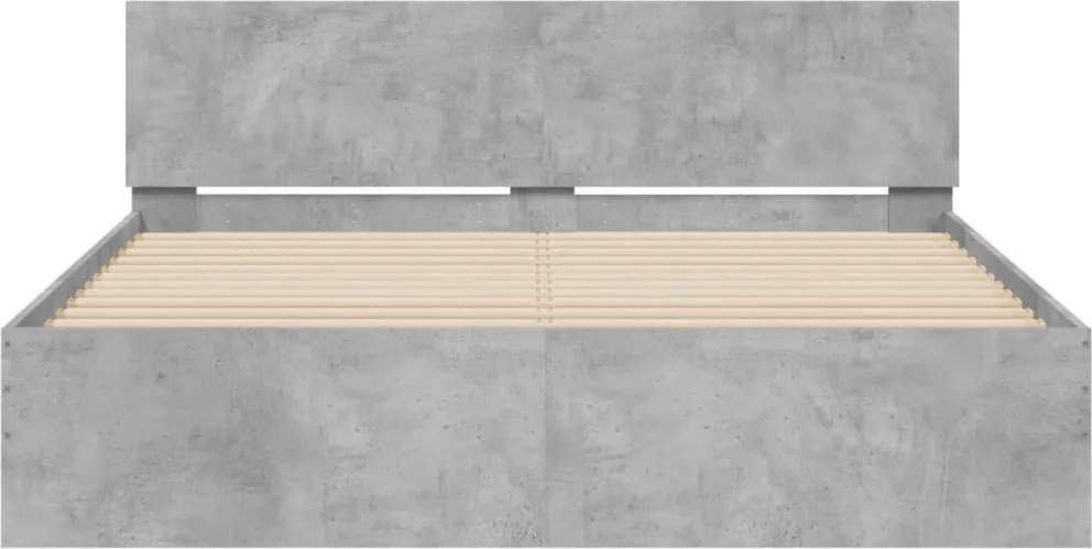 Rám postele s čelem a LED osvětlením betonově šedý 160 x 200 cm 3207598