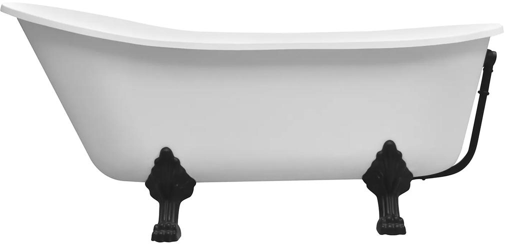 Besco Akrylátová volně stojící vana Olaya 160x68 s přepadem Barva: Bílá, Rozměry (cm): 160x68, Varianta: s přepadem, nohy: ČERNÉ