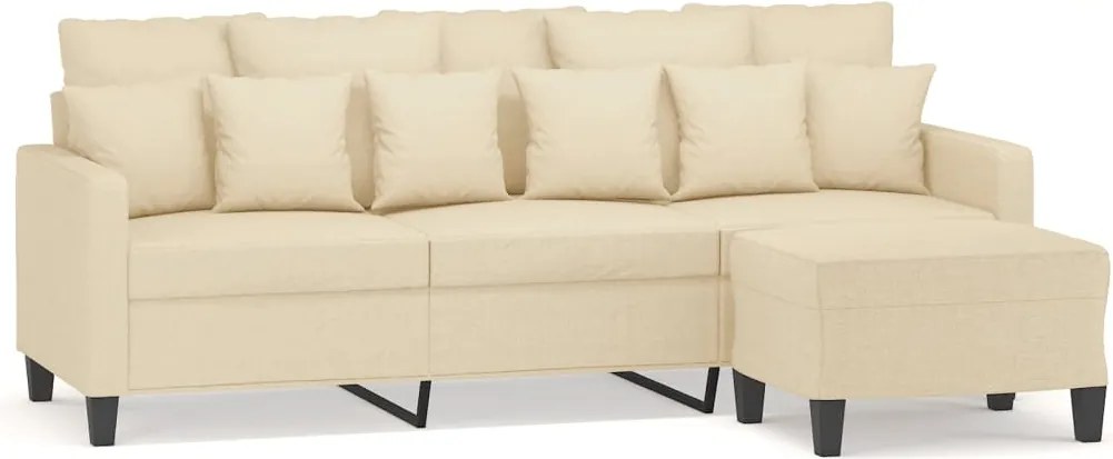 3místná pohovka s podnožkou krémová 180 cm textil 3201091