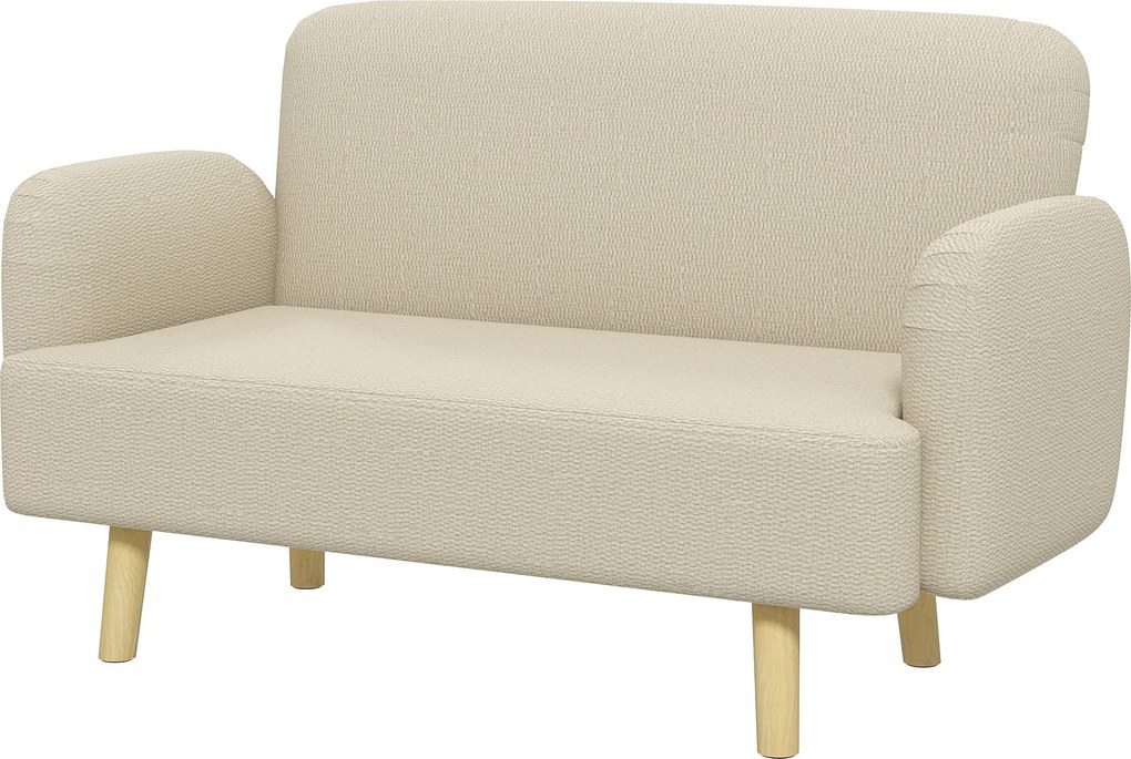 HOMCOM Moderní 2-místný skandinávský látkový gauč s opěrkami, 2-místný gauč s 21 cm polstrováním a dřevěnými nohami pro obývací pokoj, lounge, domov a