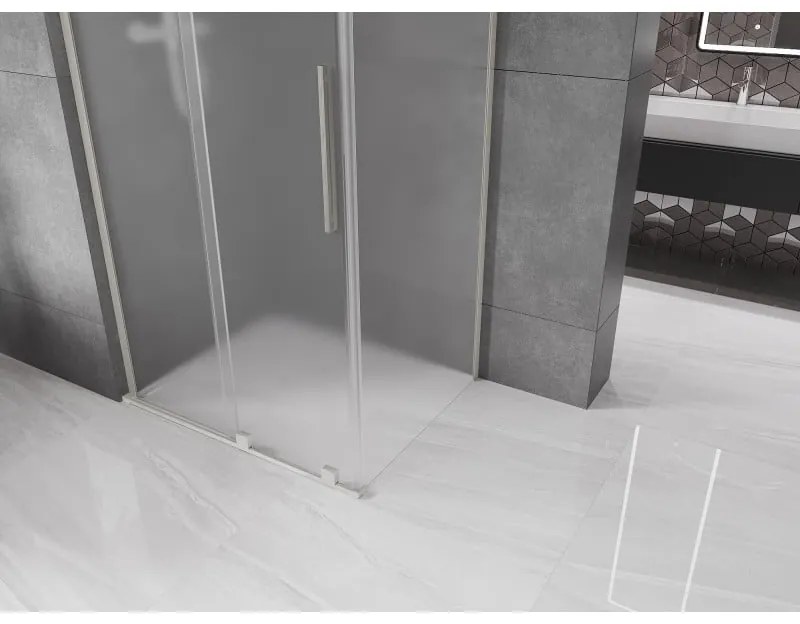 Mexen Velar L, sprchový kout s posuvnými dveřmi 100 x 90 cm, 8mm sklo námraza, broušená ocel, 871-100-090-33-97
