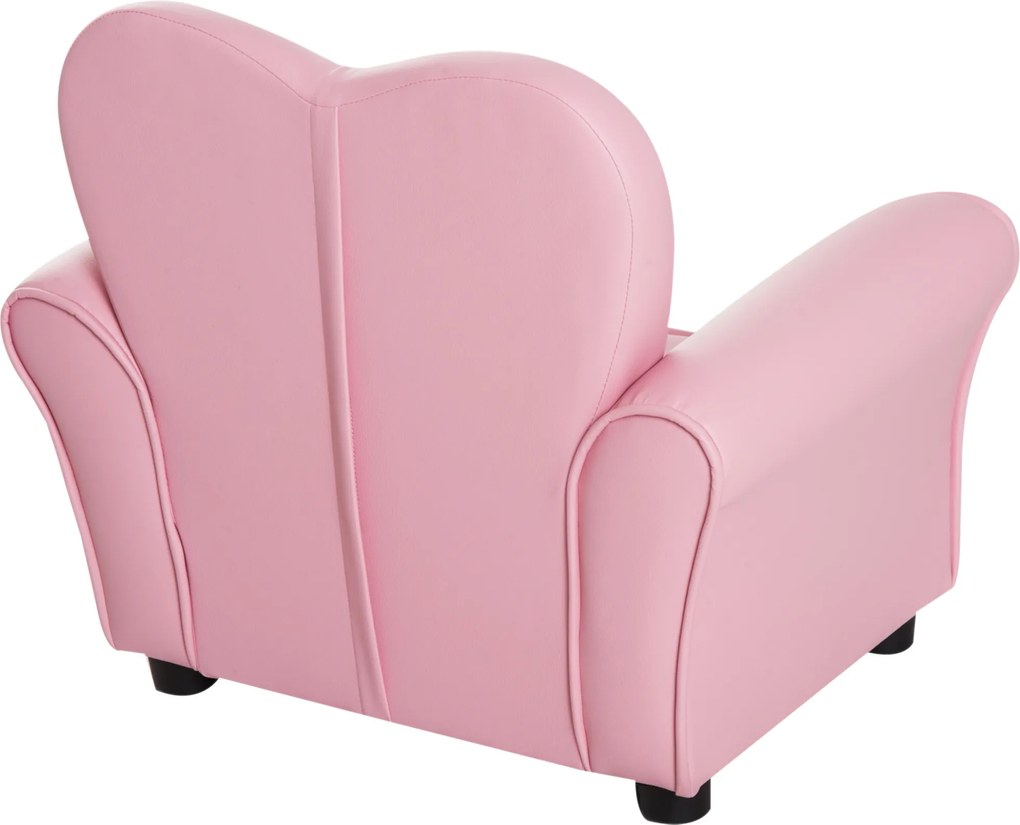 HOMCOM dětská pohovka princezna dětské křeslo ve tvaru srdce růžová útulná pohovka do dětského pokoje D59xŠ41,5xV49cm pro děti