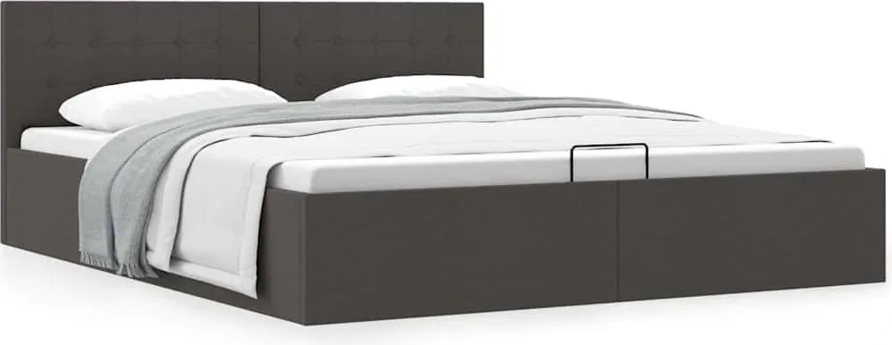 Zvedací rám postele úložný prostor tmavě šedý textil 160x200cm 285574