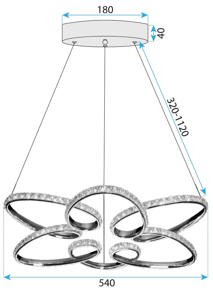 Toolight Toolight, LED stropní osvětlení 54cm, 48W, 4000K, G002-CP, chromová, OSW-09743