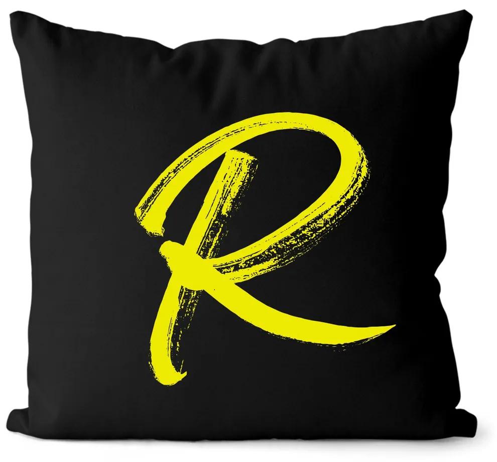 Polštář – písmeno R (Velikost: 55 x 55 cm, Barva: Žlutá)