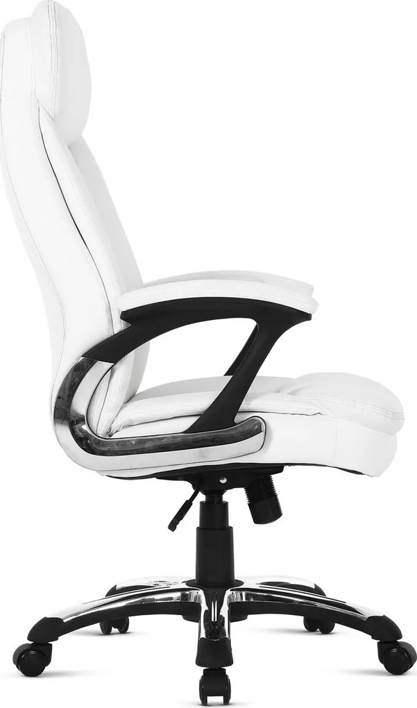 Autronic Kancelářská židle, bílá koženka, plast ve stříbrné, kolečka pro tvrdé podlahy KA-Y287 WT