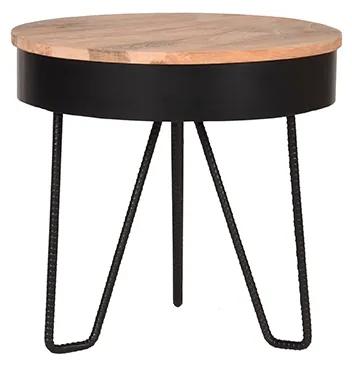 Černý/přírodní mangový odkládací stolek Rafael