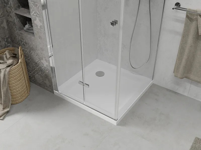 Mexen Lima sprchový kout 80x80cm, 6mm sklo, chromový profil - čiré sklo + Slim sprchová vanička - 856-080-080-00-00-4010