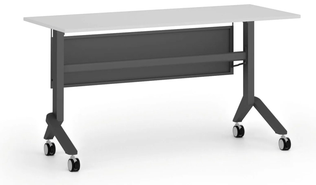 Mobilní stůl PRIMO MOVE, 140x60 cm, černá podnož, bílá