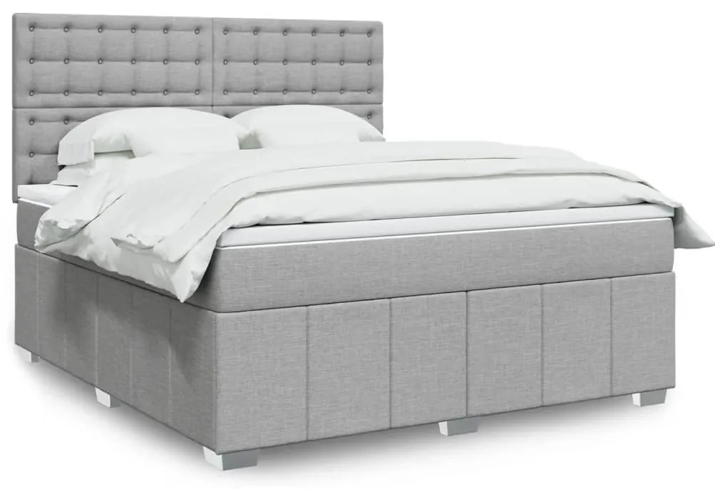 Box spring postel s matrací světle šedá 180 x 200 cm textil