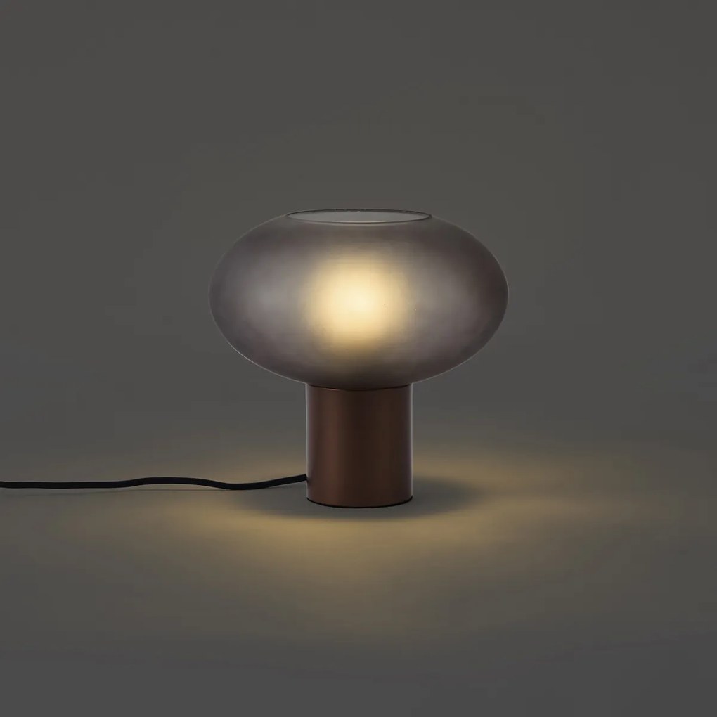 Designová stolní lampa bronzová s matně šedým sklem - Umbrella