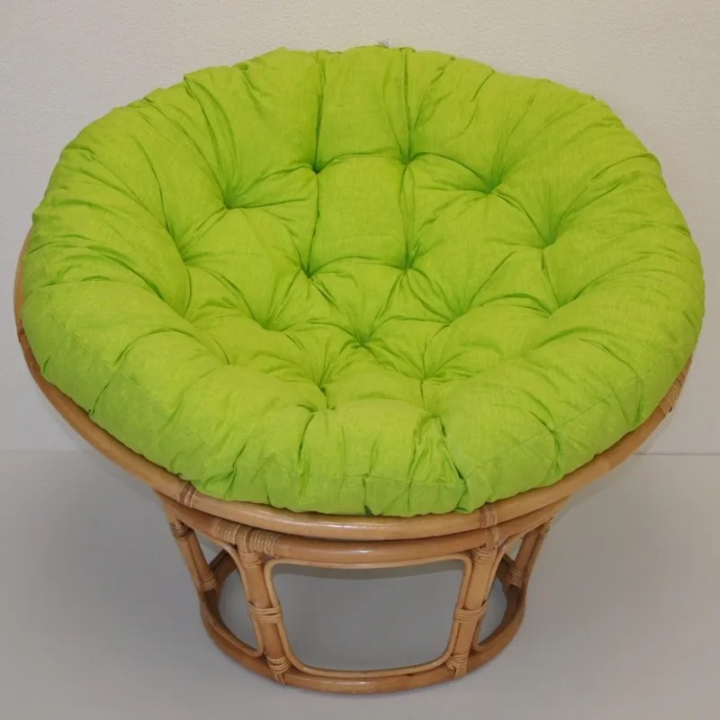 Relaxační papasan DEMETRIA — ⌀100 cm, ratan, látka, medová / více barev Zelený dralon