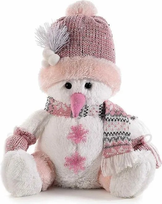 Sněhulák v růžových tónech s bambulí 30 cm