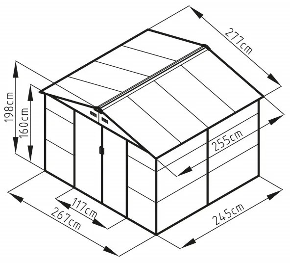 Zahradní domek G21 GAH 706 - 277 x 255 cm, šedý