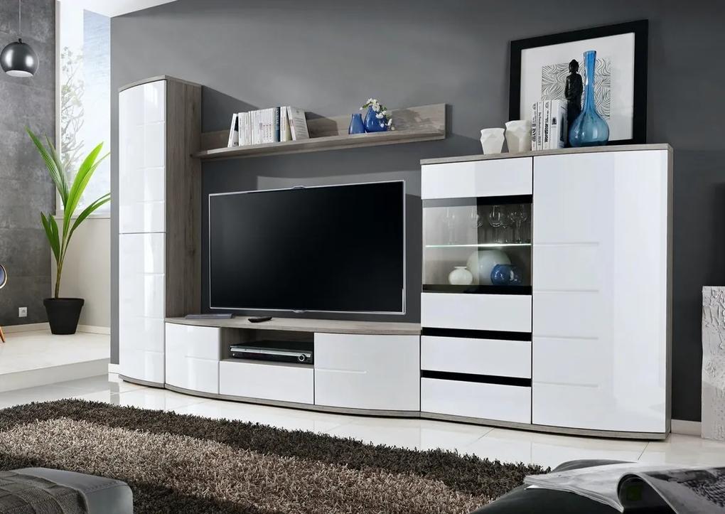 Casarredo - Komfort nábytek Obývací stěna, sestava  TAMIAS 1 bílý lesk/dub san remo