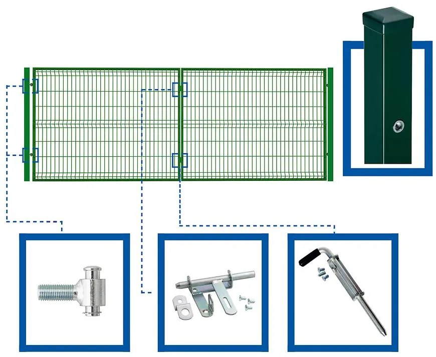 3D PLOTOVÁ BRÁNA 400 X 150 CM, KOMPLETNÍ SOUPRAVA - VČETNĚ SLOUPKŮ A PŘÍSLUŠENSTVÍ, WGBRA-T000295