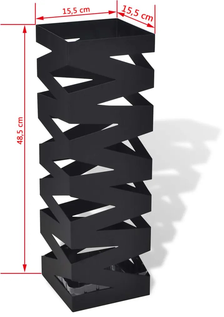 Černý hranatý stojan na deštníky a vycházkové hole, ocelový, 48,5 cm - Default Title