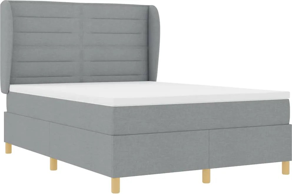 Postel s boxspringem s čelo Světle šedá 200 x 140 cm textil 3340690