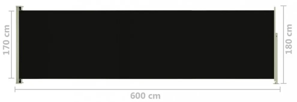 Zatahovací boční markýza 180x600 cm Dekorhome Hnědá
