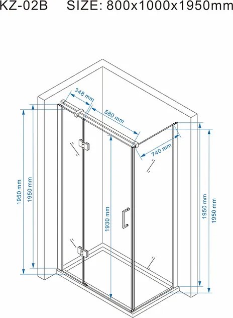 BPS-koupelny Obdélníkový sprchový kout HYD-OK02B 100x80 chrom/transparent + vanička HYD-OSV-ST03A černá