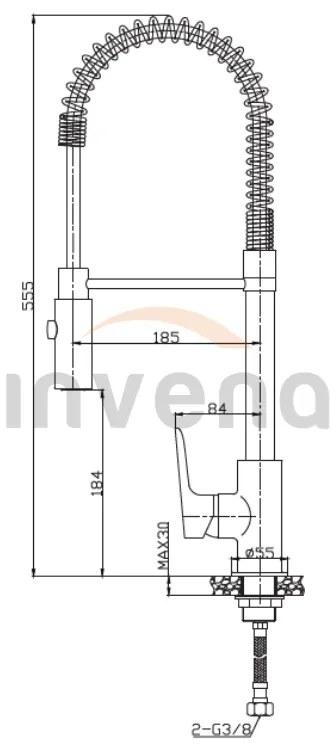 Invena Dokos, stojánková dřezová baterie, chromová, INV-BZ-19-S01-V
