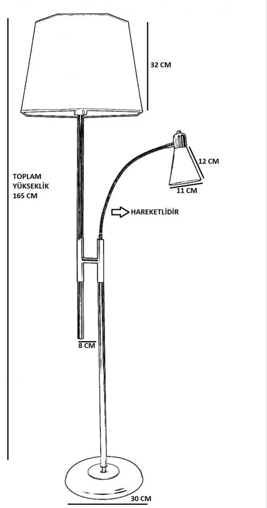 Stojací lampa Forza Altıgen 165 cm žlutá