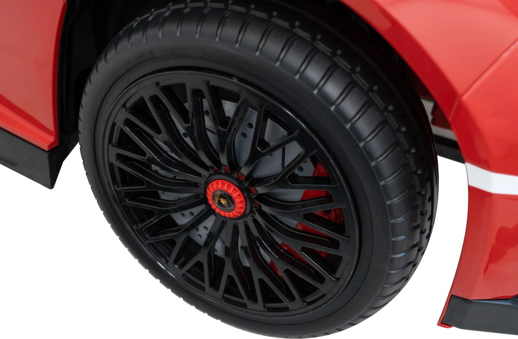Ramiz Elektrické autíčko Lamborghini Aventador SV pro 2 děti červené + dálkové ovládání 2,4 GHz + EVA pěna + LED audio