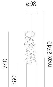 Artemide DOI4600A16 Decomposé Light, červené závěsné svítidlo, 1x8W E27, výška 60cm