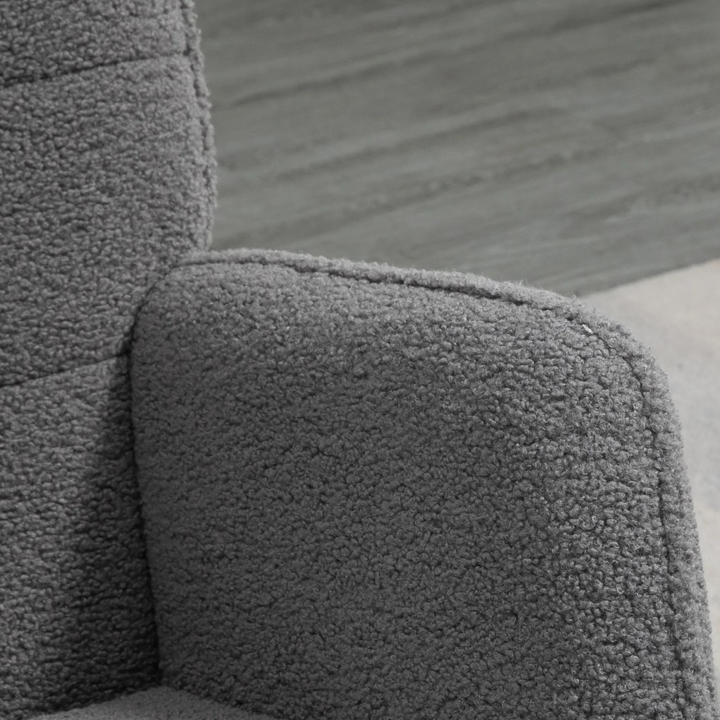HOMCOM Houpací křeslo Houpací křeslo, akcentní křeslo, relaxační křeslo s berberským rounem, do 120 kg, tmavě šedé, 71x92x101 cm| Aosom