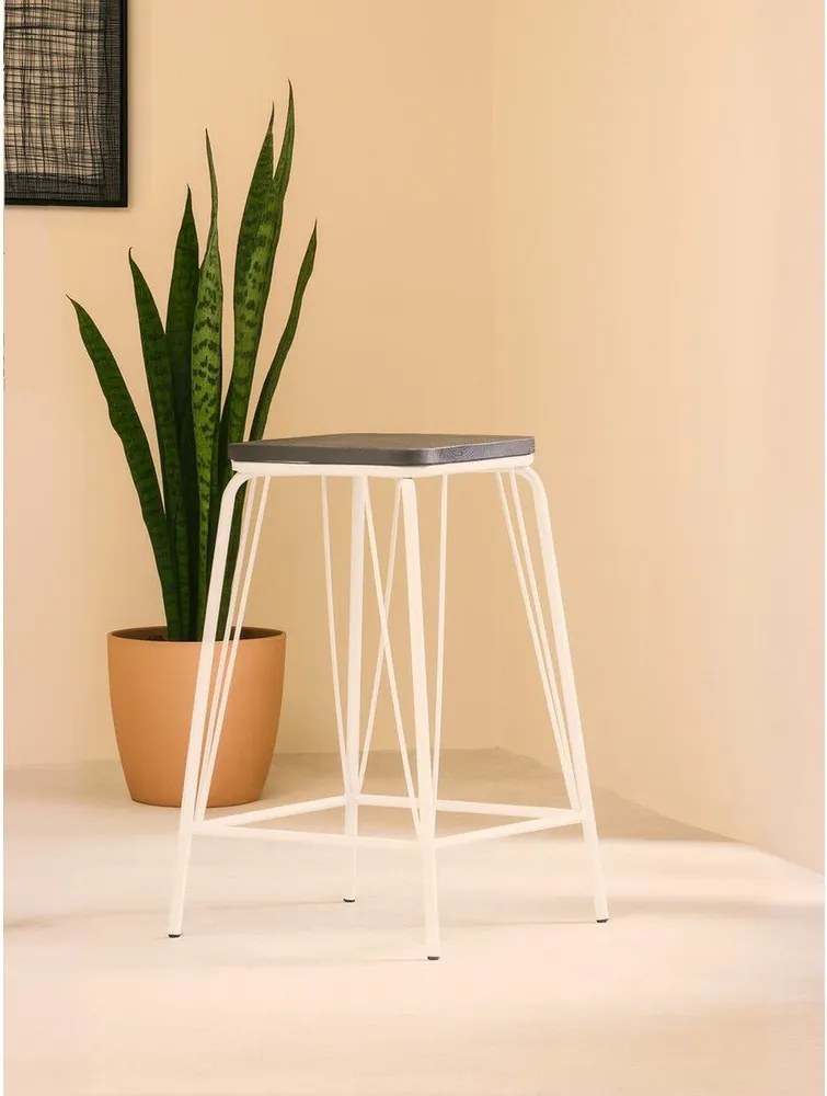 Bílá/v tmavě přírodní barvě stolička z jilmového dřeva District – Premier Housewares