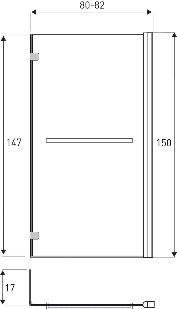 Novoterm Dvoudílná vanová zástěna NV-Cristal 21 82x150, chrom/transparent