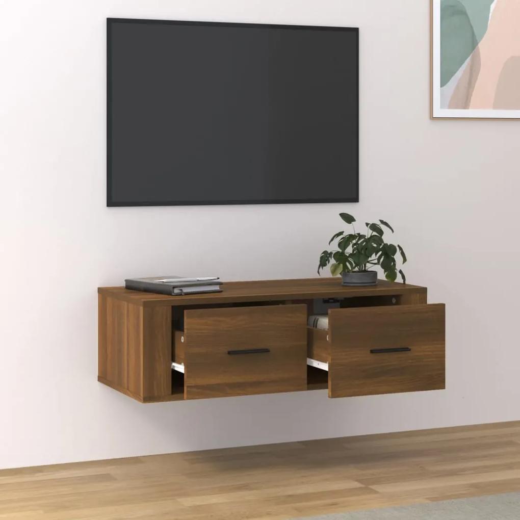 Závěsná TV skříňka hnědý dub 80 x 36 x 25 cm kompozitní dřevo - Default Title