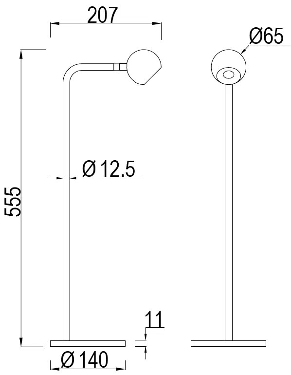 Mantra Eyes, černá stolní lampa s otočnou hlavou LED 6W 3000K, výška 55,5cm