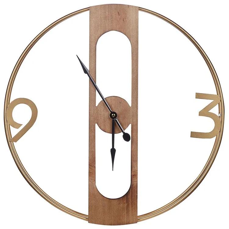 Nástěnné hodiny ø 50 cm světlé dřevo MULHOUSE Beliani
