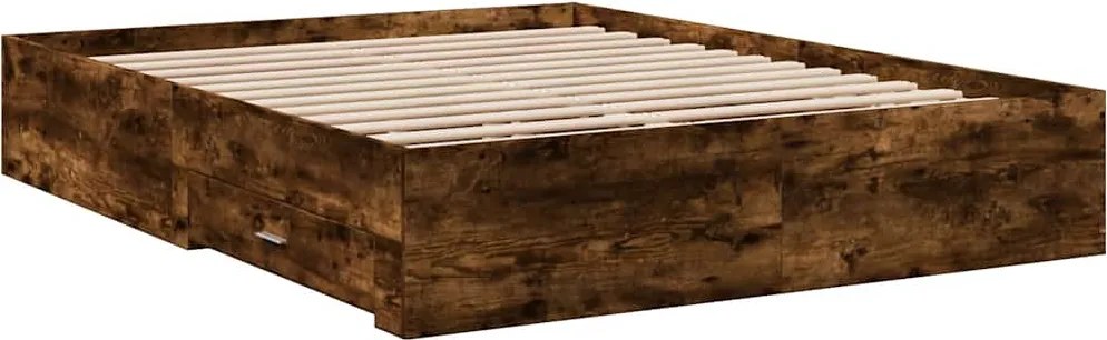 Rám postele se zásuvkami kouřový dub 150 x 200 cm kompozit 3280381