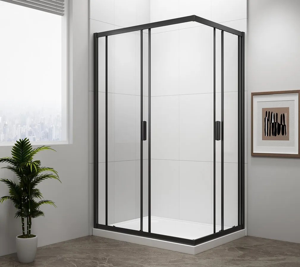 Polysan EASY BLACK obdélníkový sprchový kout 90 x 80 x 190 cm čiré sklo EL5315B