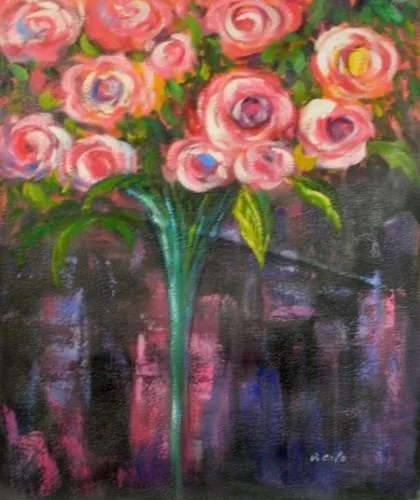 Růžové květy - 120 x 90 cm