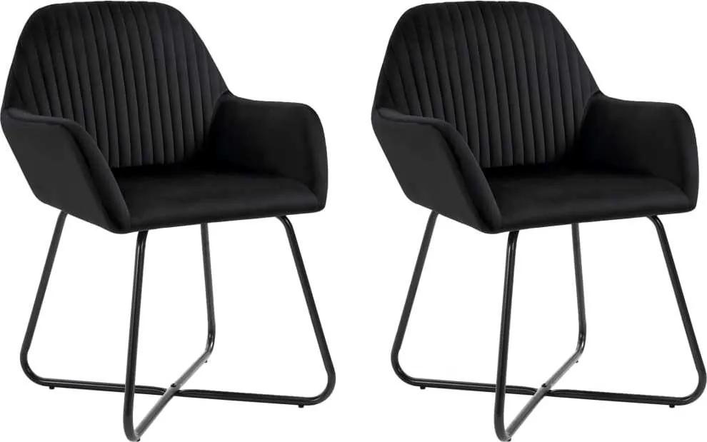 vidaXL Jídelní židle 2 ks samet [249802] Barva: Černá