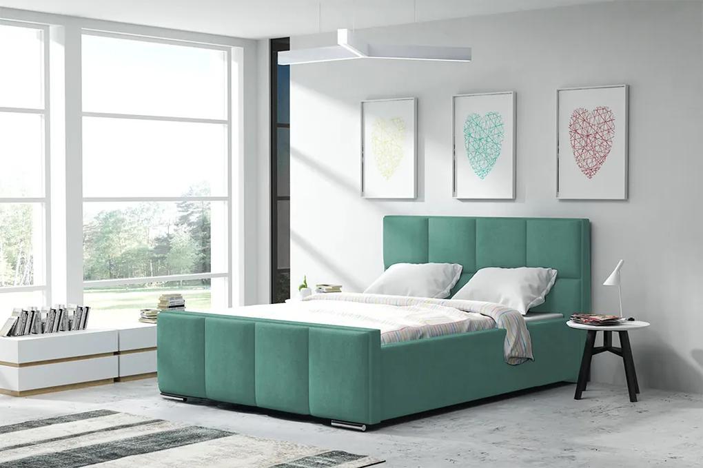 Eka Čalouněná postel Passion - Kronos 90x200 cm Barva látky: Smaragdová (19), Úložný prostor: S kovovým rámem úložného prostoru