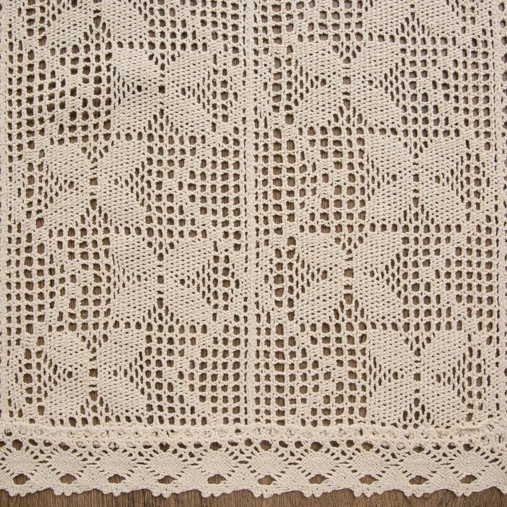 EUROFIRANY AŽUROVÝ BĚHOUN NA STŮL MARTHA 40X140 CM SVĚTLEBÉŽOVÝ