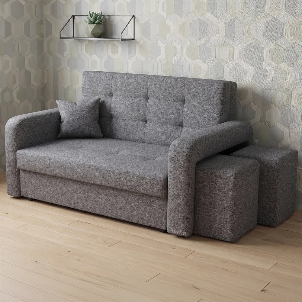Pohovka VIVA II HOME + 2x taburet v ceně | 158 cm | PRAVÁ | rozkládací + úložný prostor | VÝBĚR TKANIN